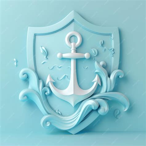 Premium Photo 3d Icon Of Maritime Safety Shield A Shield With An Anchor And Waves Design Set