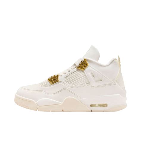 Tênis Air Jordan 4 "Metallic Gold" Feminino Branco / Dourado