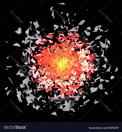 Explosion Cloud Of Grey Pieces Royalty Free Vector Image