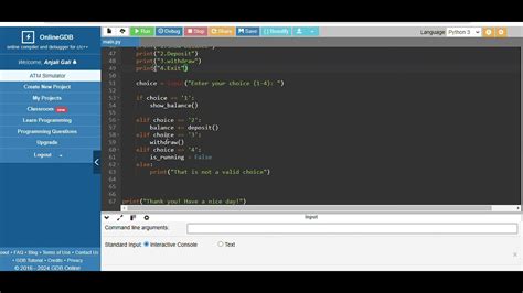 python atm simulation project check balance deposit withdraw