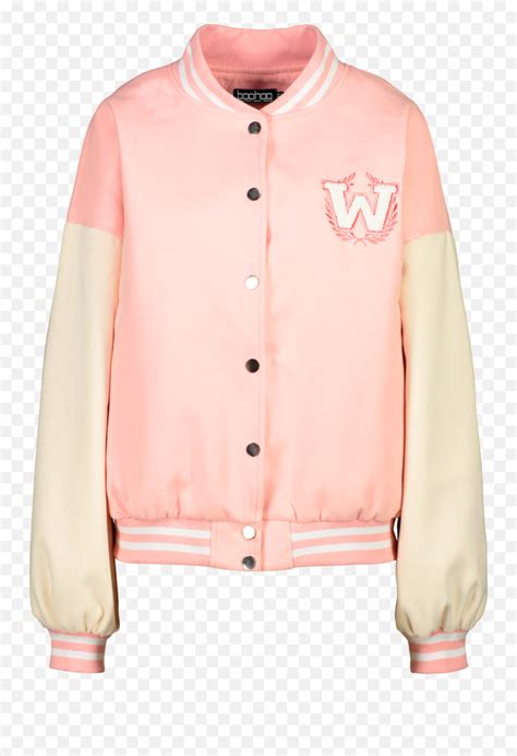 Pink Contrast Sleeve Varsity Jacket Boohoo Pink Contrast Sleeve