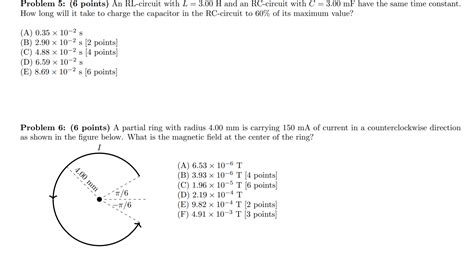 Solved Problem 5 6 Points An Rl Circuit With L 3 00h And