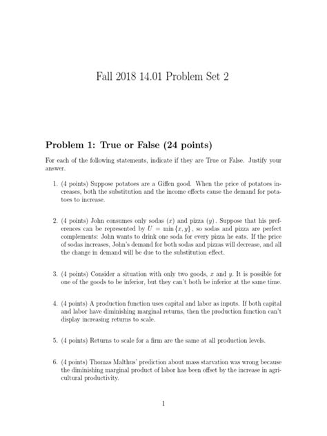2 Problem Set Pdf Production Function Elasticity Economics