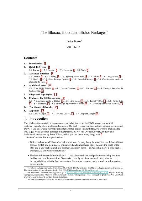 The Titlesec Titleps And Titletoc Packages