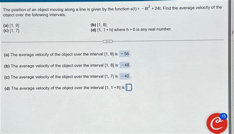 solved the position of an object moving along a line is