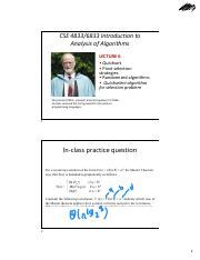 Analysis of Algorithms: Quicksort, Recurrence Relations & Master | Course Hero