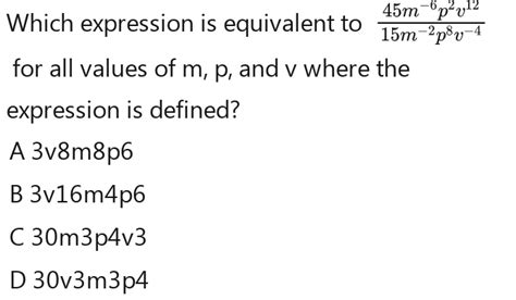 Solved Which Expression Is Equivalent To 4m4p2r68m4p6 For All