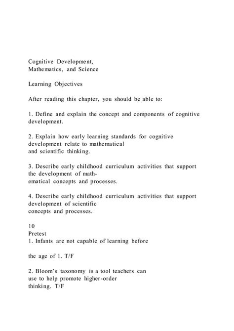 Cognitive Development Mathematics And Science Learnin Pdf