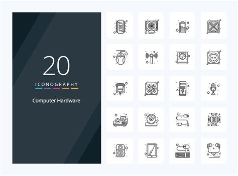 20 Computer Hardware Outline icon for presentation 19209431 Vector Art ...