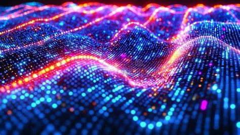 Colorful Glowing Waves Of Digital Data Create Abstract Background Of Mesmerizing Visuals And