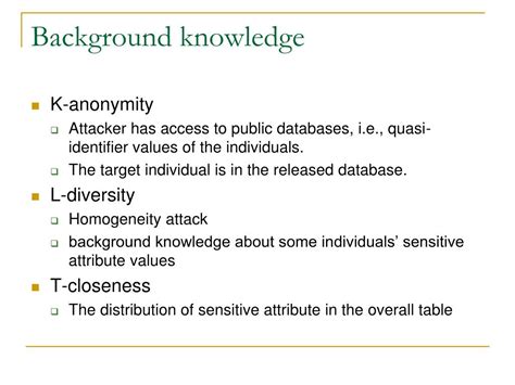 Ppt Background Knowledge Attack For Generalization Based Privacy