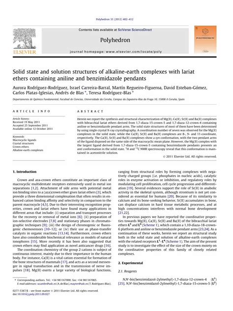 Pdf Solid State And Solution Structures Of Alkaline Earth Complexes