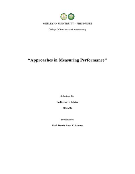 Behavioral Approach Assignment Wesleyan University Philippines College Of Business And