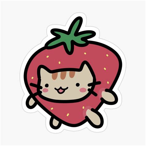Funny Meme Stawberry Cat Sticker For Sale By Bua в 2024 г