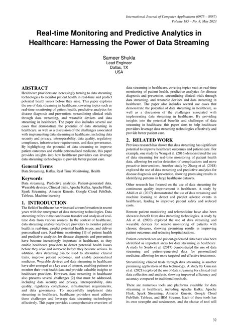 Pdf Real Time Monitoring And Predictive Analytics In Healthcare
