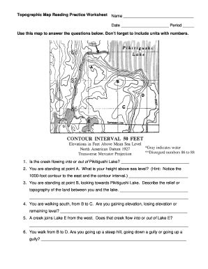 Reading Topographic Maps Worksheets