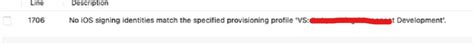 Visual Studio Another No IOS Signing Identities Match The Specified Provisioning Profile Error
