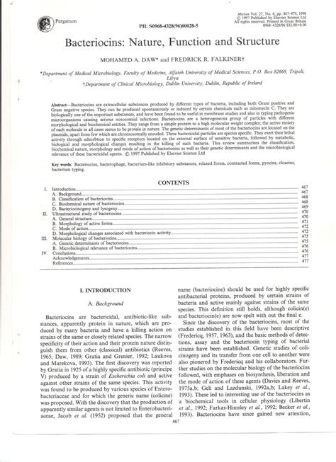 Pdf Bacteriocins Nature Function And Structure