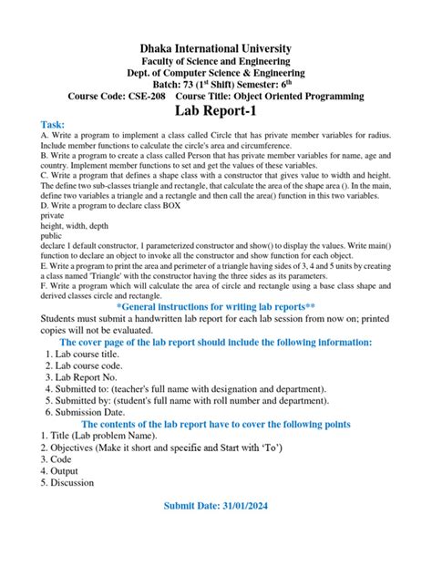 Lab Report Instructions Pdf