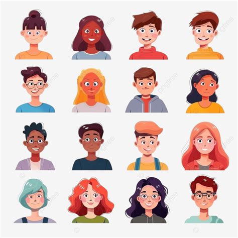 사람들이 문자 아바타 설정 만화 플랫 절연 화신 캐릭터 평면 디자인 Png 일러스트 및 이미지 에 대한 무료 다운로드 Pngtree