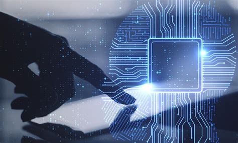 Premium Photo Hand Using Tablet Computer With Creative Glowing