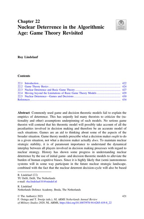 Pdf Nuclear Deterrence In The Algorithmic Age Game Theory Revisited