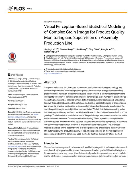 Pdf Visual Perception Based Statistical Modeling Of Complex Grain Image For Product Quality