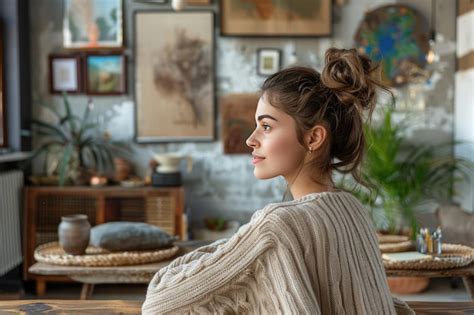 Serene Home Office With Natural Decor Premium Ai Generated Image