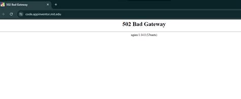 app inventor problem bad gateaway 502 regarding the code app inventor