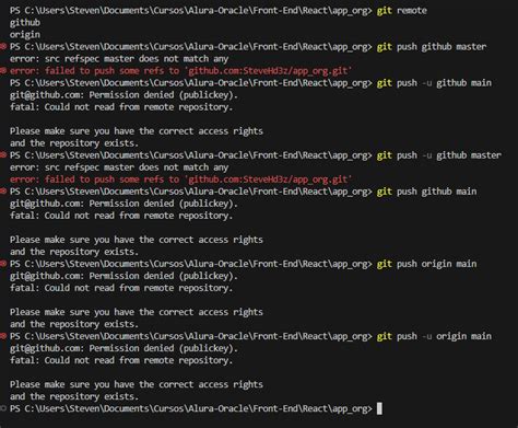 error al ejecutar push react como los componentes funcionan alura