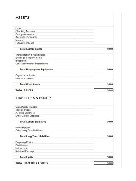 Excel Spreadsheet Balance Sheet Throughout Free Balance Sheet Templates Examples Template Lab