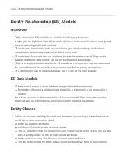 Entity Relationship ER Models CSCI Database Systems