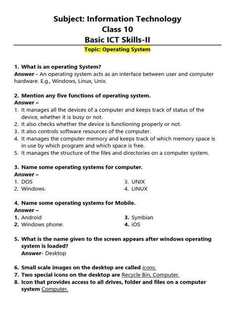 Ict Skills 10th Pdf Operating System Antivirus Software