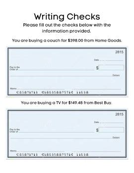 Check Writing By Amanda Copeland TPT