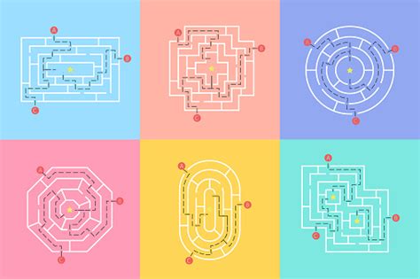 미로 모양 디자인 요소입니다 3 개의 입구 한 출구와 한 가지 올바른 방법으로 이동 합니다 하지만 교착 상태에 대 한 많은 경로