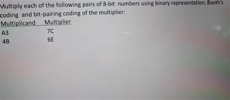 Solved Multiply Each Of The Following Pairs Of Bit Numbers Chegg