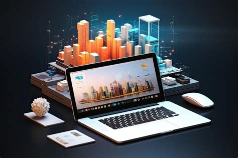 Premium Photo Modern Office Digitized Workspace With Laptops And