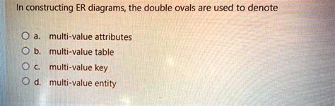 Solved In Constructing Er Diagrams The Double Ovals Are Used To
