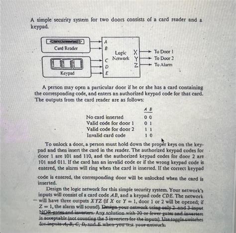 Solved A Simple Security System For Two Doors Consists Of A
