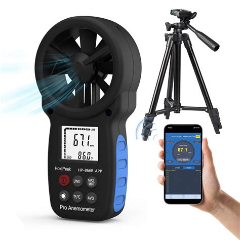 H Holdpeak Handheld Anemometer Bluetooth With Tripod Digital Wind Speed Gauge Meter Air Flow