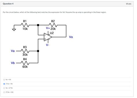 Solved Question 4 10 Pts For The Circuit Below Which Of The