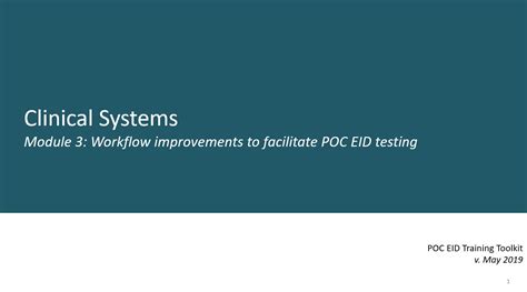 M03 Clinical Systems Workflow Improvements To Facilitate Poc Eid Testing Knowledge