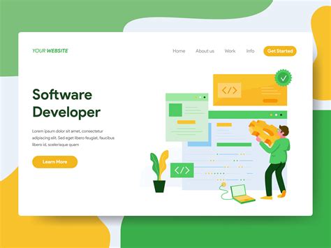 Landing Page Template Of Software Developer Illustration Concept Modern Flat Design Concept Of