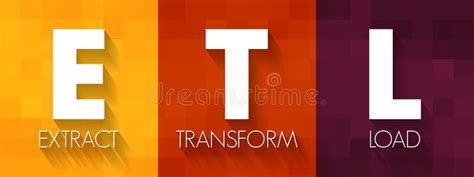 ETL Extract Transform Load Acronym Technology Concept Background Stock Illustration