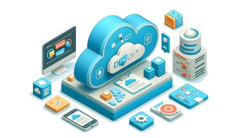 3d Flat Icon As Cloud Computing With Devops Integration And Development