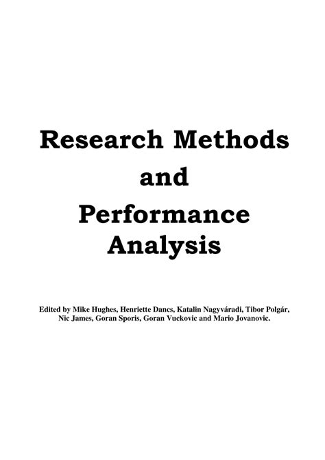 Pdf Research Methods And Performance Analysis