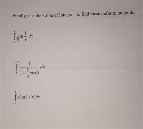 solved finally use the table of integrals to find these