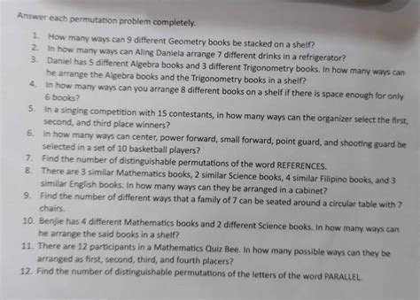 Answer Each Permutation Problem Completely 1 Studyx