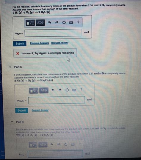 Solved Completely Reacts For The Reaction Calculate How Chegg