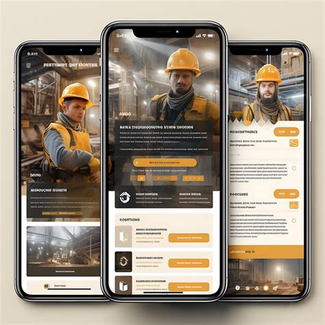 Premium AI Image Mobile App Design Of Construction Construction Project Collaboration App
